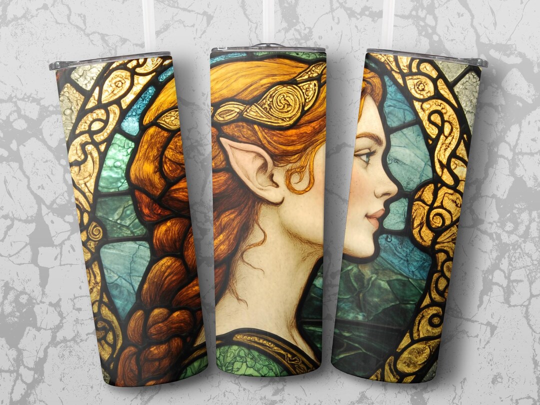 Celtic Goblin Girl Stained Glass Tumbler Sublimation Design (PNG) - Etsy