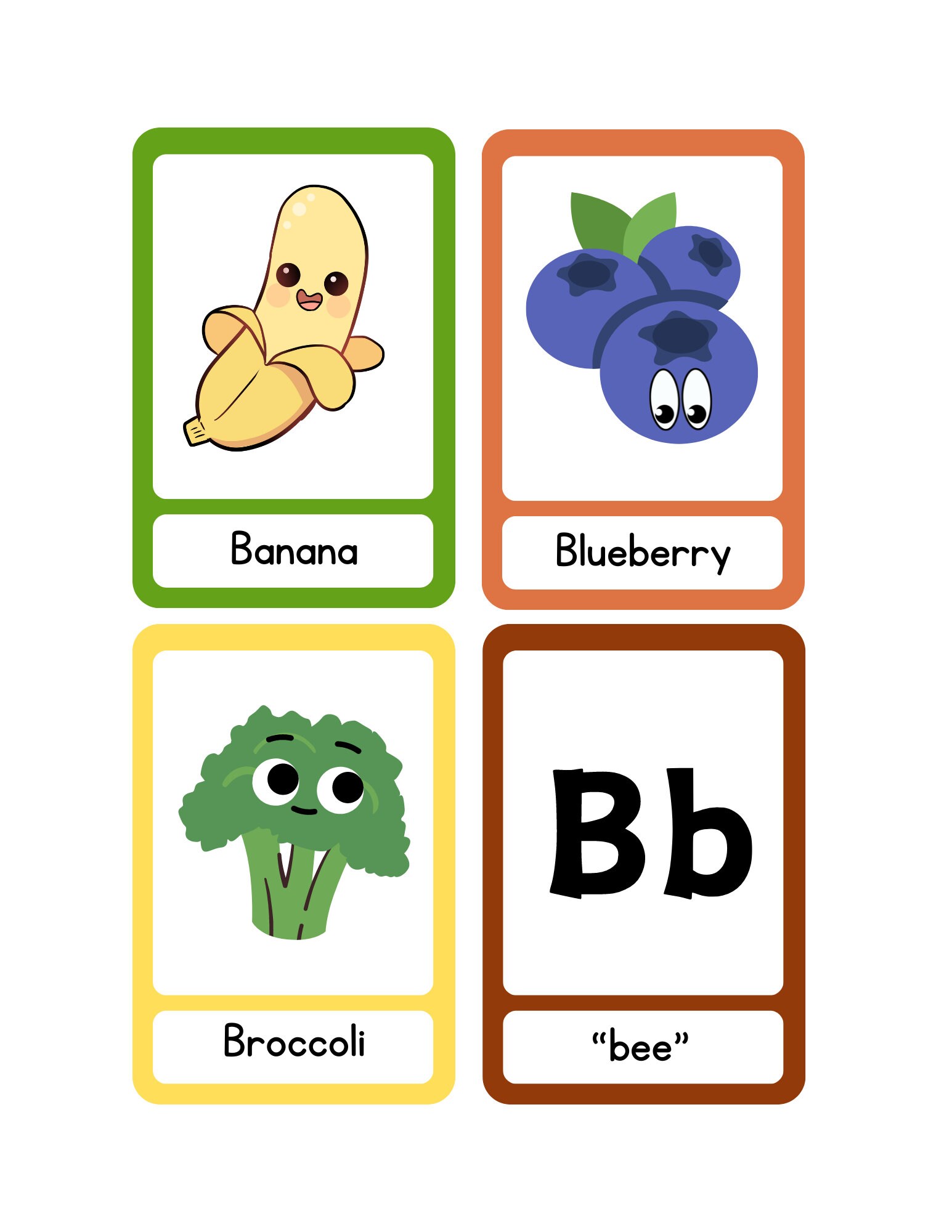 Printable Alphabet Flashcards - Fruits & Vegetables - Etsy