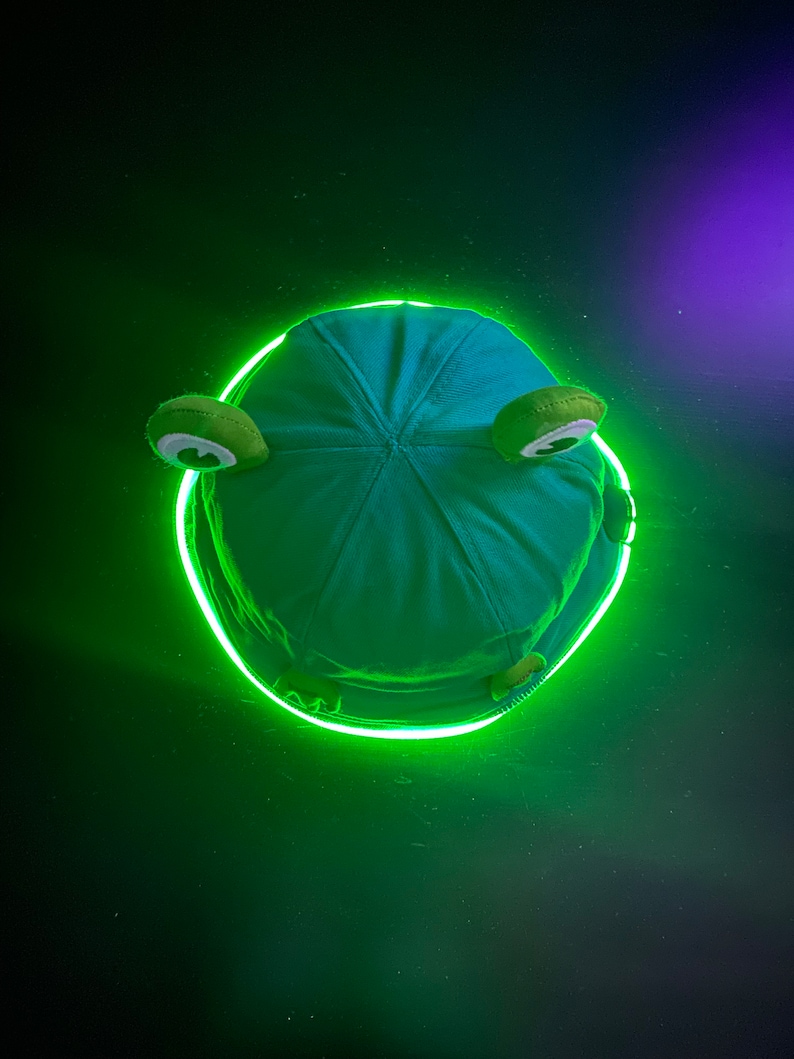 Cute Green Frog Light up Bucket Hat, Neon LED Rave Hat Accessory ...