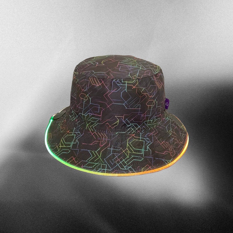 Neon Light up Bucket Hat Stash Pocket, LED Rave Hats, Trippy Bucket ...