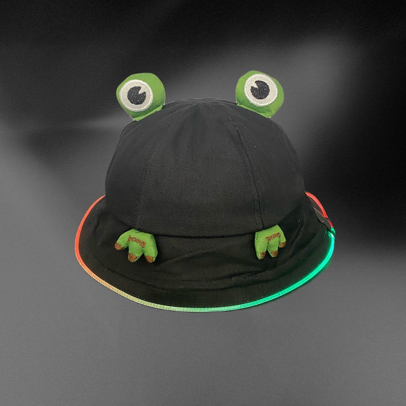 Cute Frog Light up Bucket Hat Ears, Neon LED Rave Hat Accessory, Unique ...