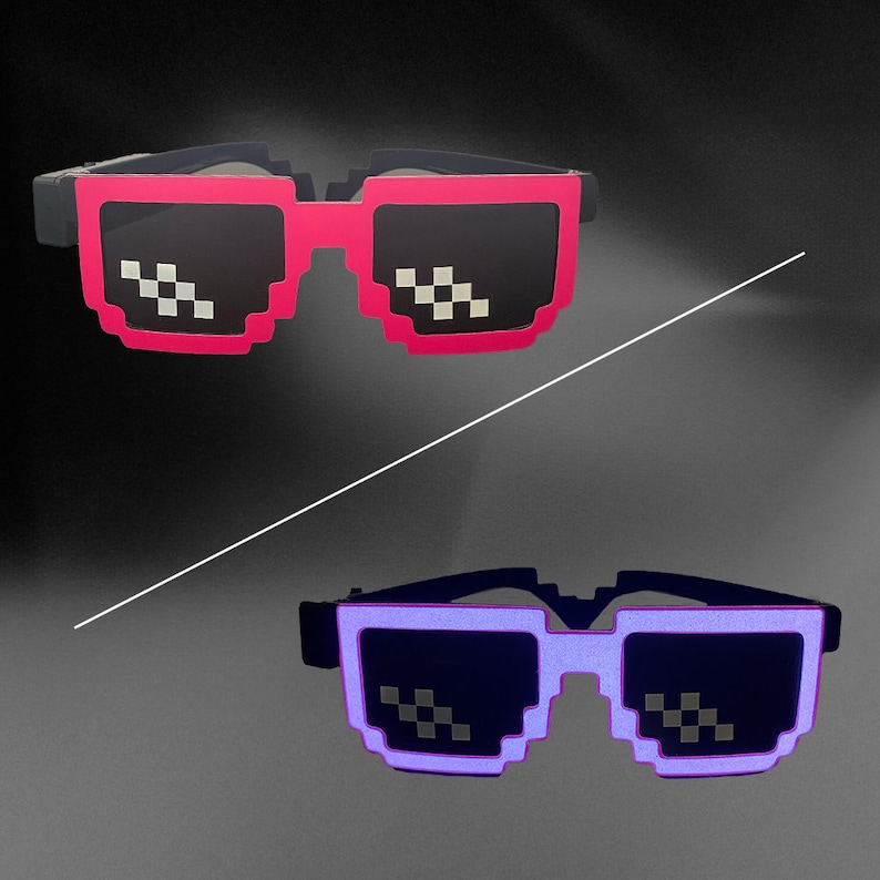 Pink Party LED Light up Glasses, Pixel Glow Glasses, Neon Festival Rave ...