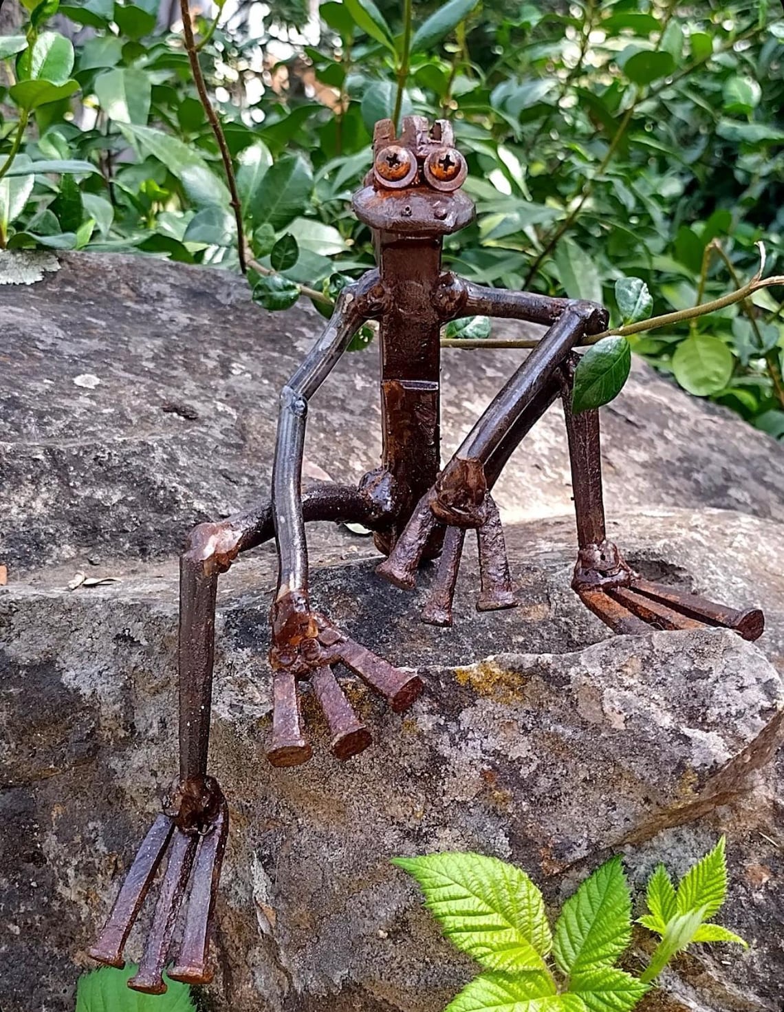 Handcrafted Metal Frog Sculpture | Rustic Recycled Art - Etsy