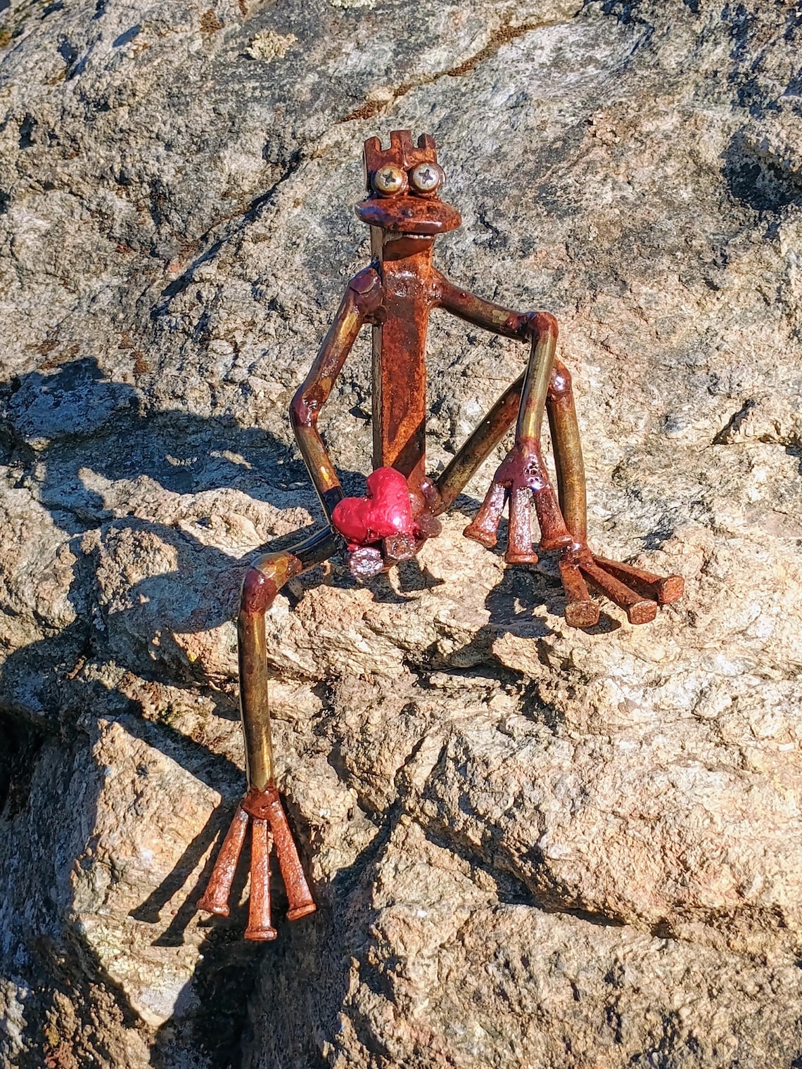 Handcrafted Metal Frog Sculpture | Rustic Recycled Art - Etsy