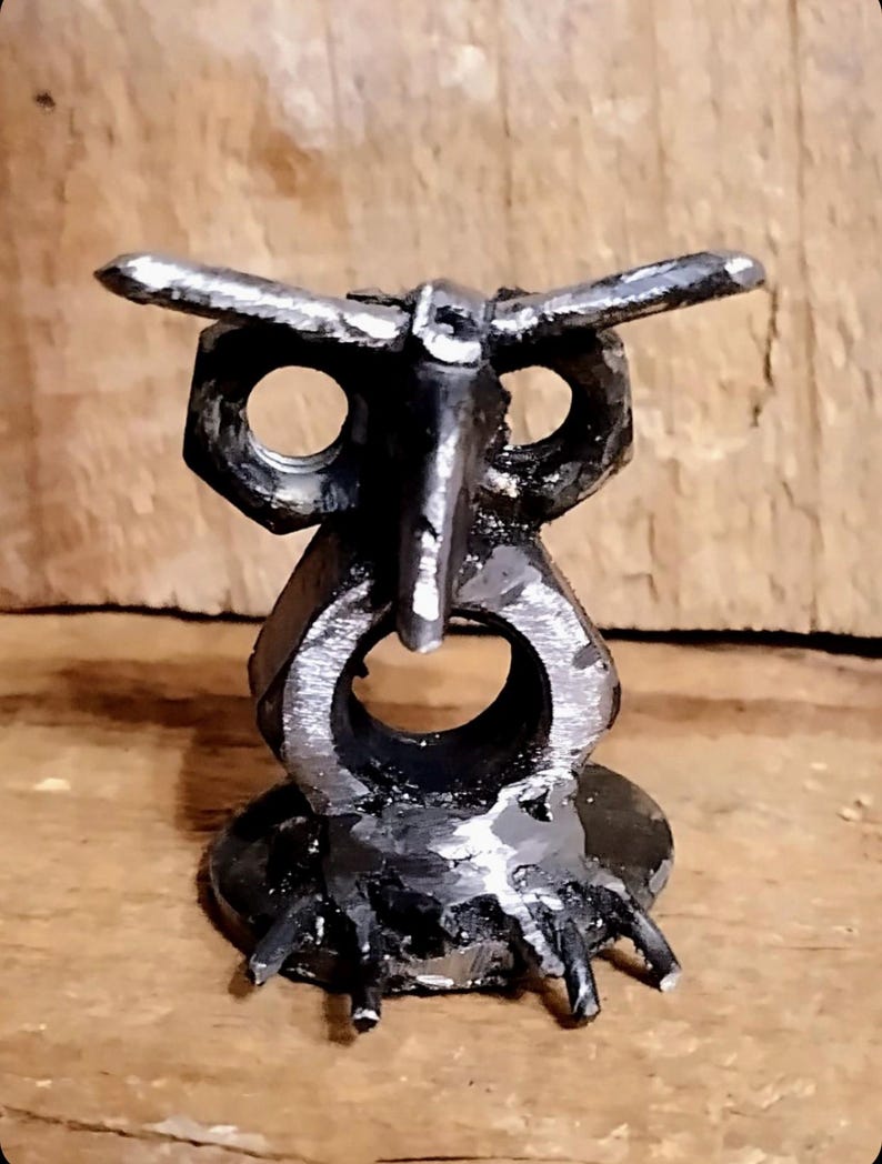 Handmade Metal Owl Sculpture | Rustic Recycled Steel Art - Etsy