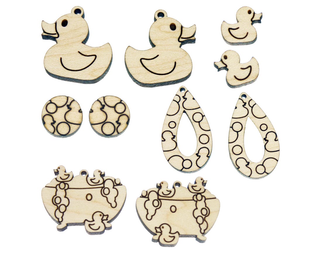 Rubber Ducks *choose Size* Engraved Wood Drop or Cabochon | 4 or 10 ...