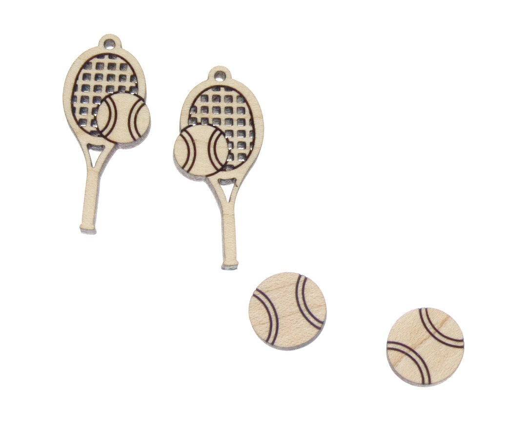 Tennis Racket and Ball *choose Size* Engraved Drop or Cabochon | 4 or ...