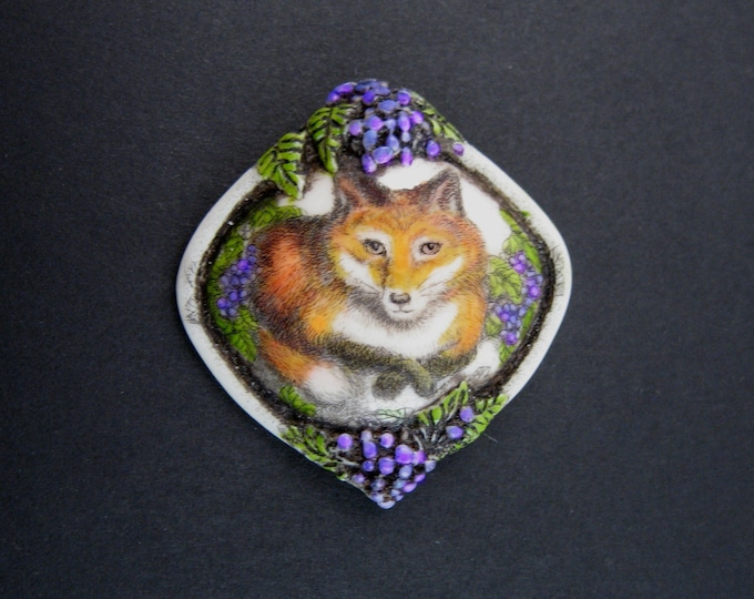Red Fox Resin Scrimshaw Technique Pin/pendant Moosup Valley - Etsy