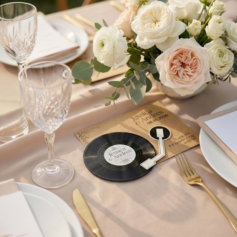 Vinyl Record Wedding Favor Magnet, Personalized Coaster Wedding Gift ...