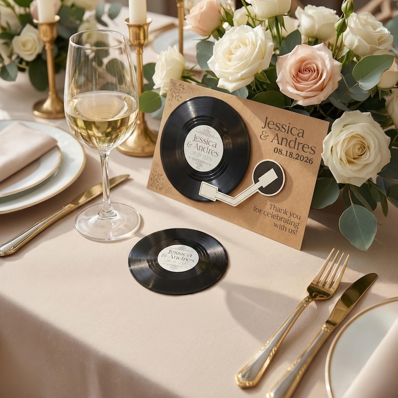 Vinyl Record Wedding Favor Magnet, Personalized Coaster Wedding Gift ...