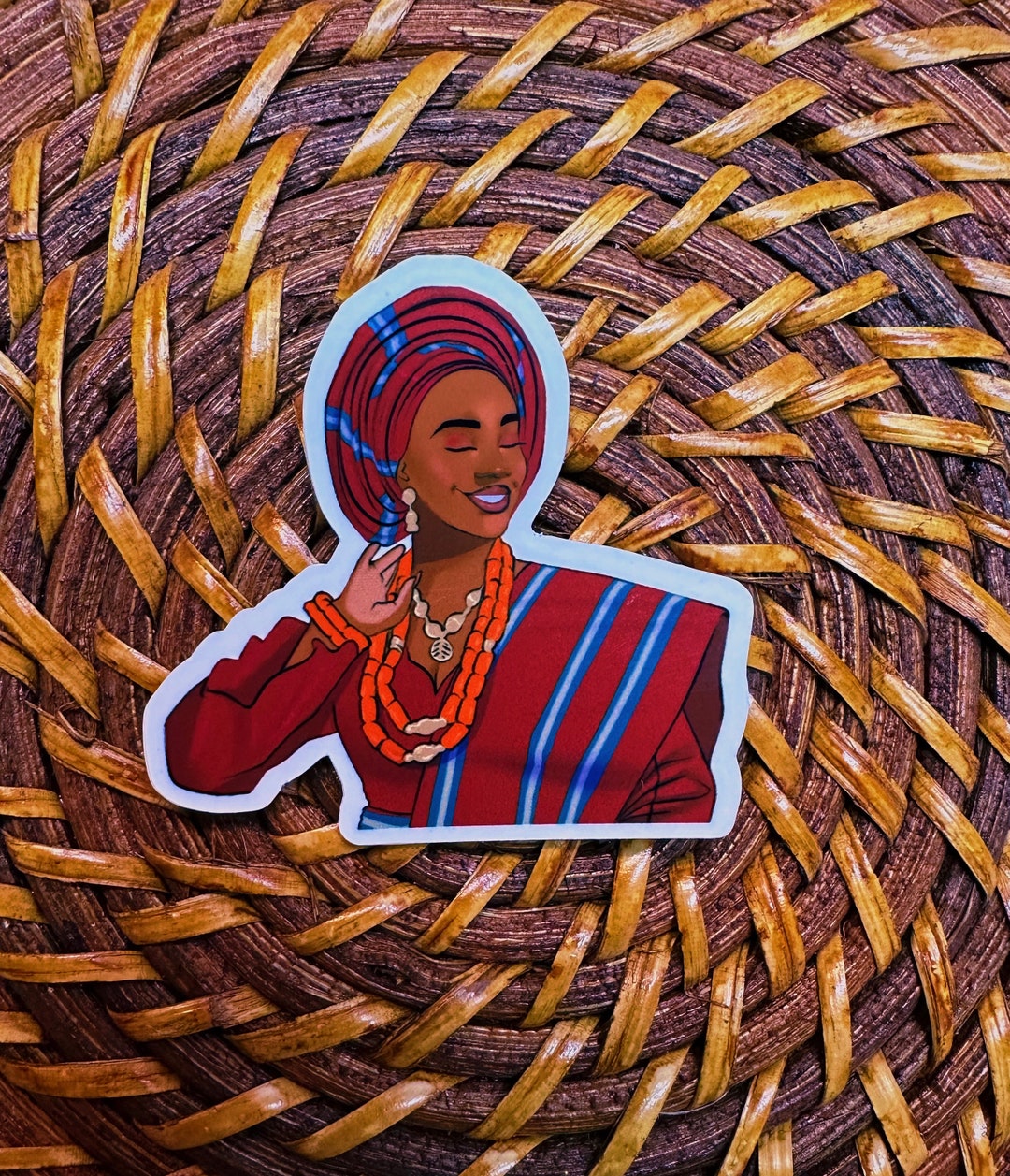 Vibrant African Lady Sticker, African Waterproof Sticker, Yoruba ...