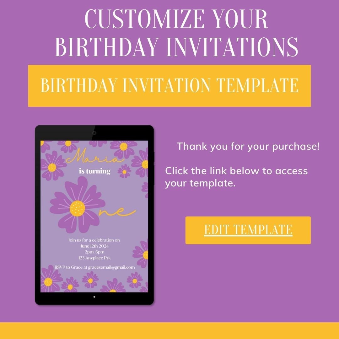 Customizable Digital Birthday Invitation - Etsy