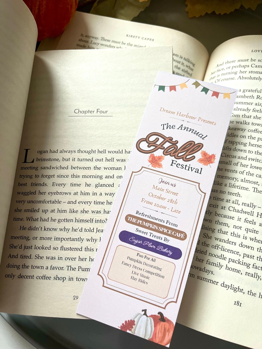 The Pumpkin Spice Cafe Fall Festival Bookmark|romance Reader|xmas Gift ...