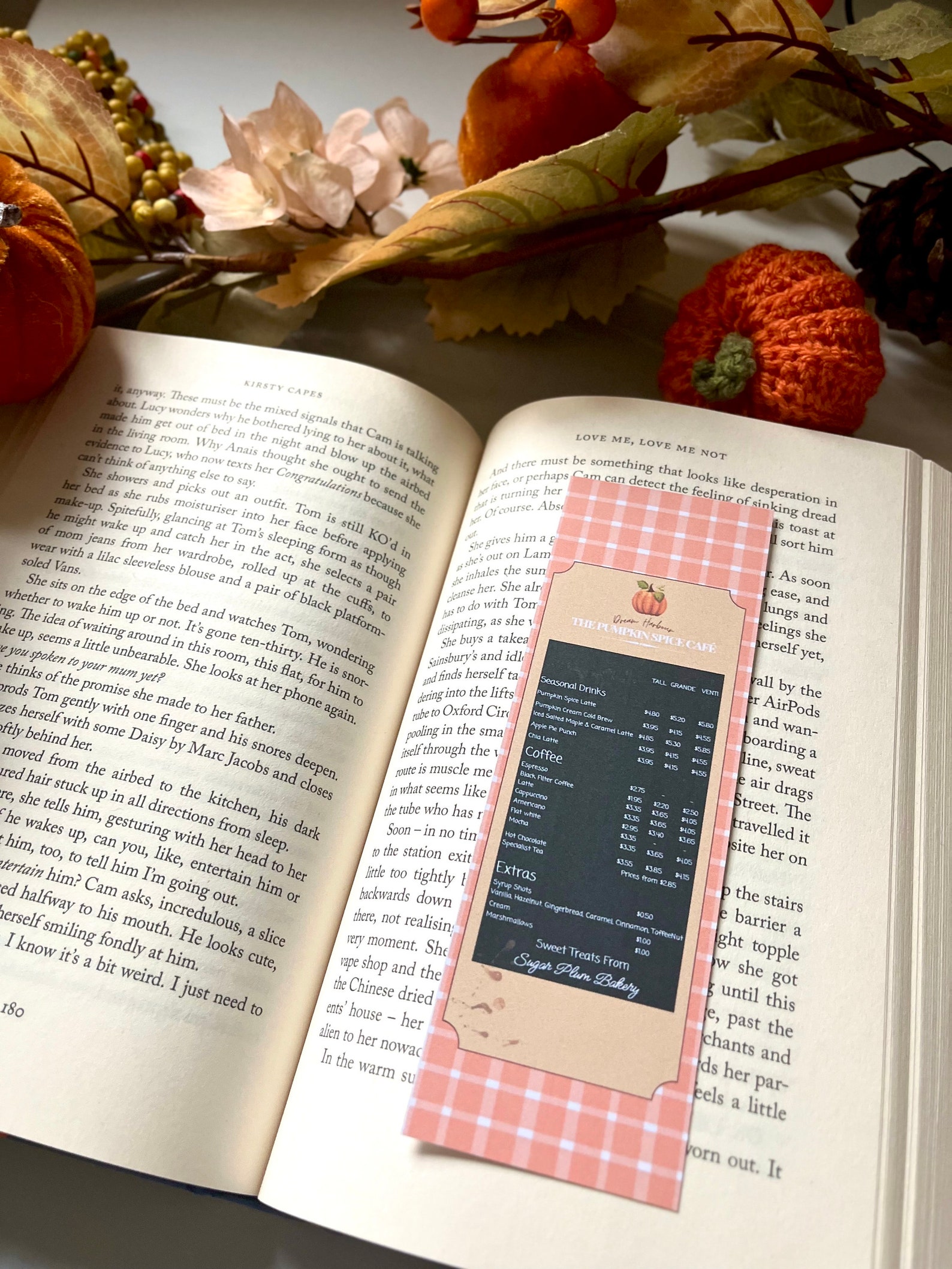 The Pumpkin Spice Cafe Menu Bookmark|romance Reader| Xmas Gift|book ...
