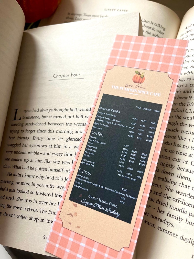 The Pumpkin Spice Cafe Menu Bookmarkromance Reader Xmas Giftbook ...