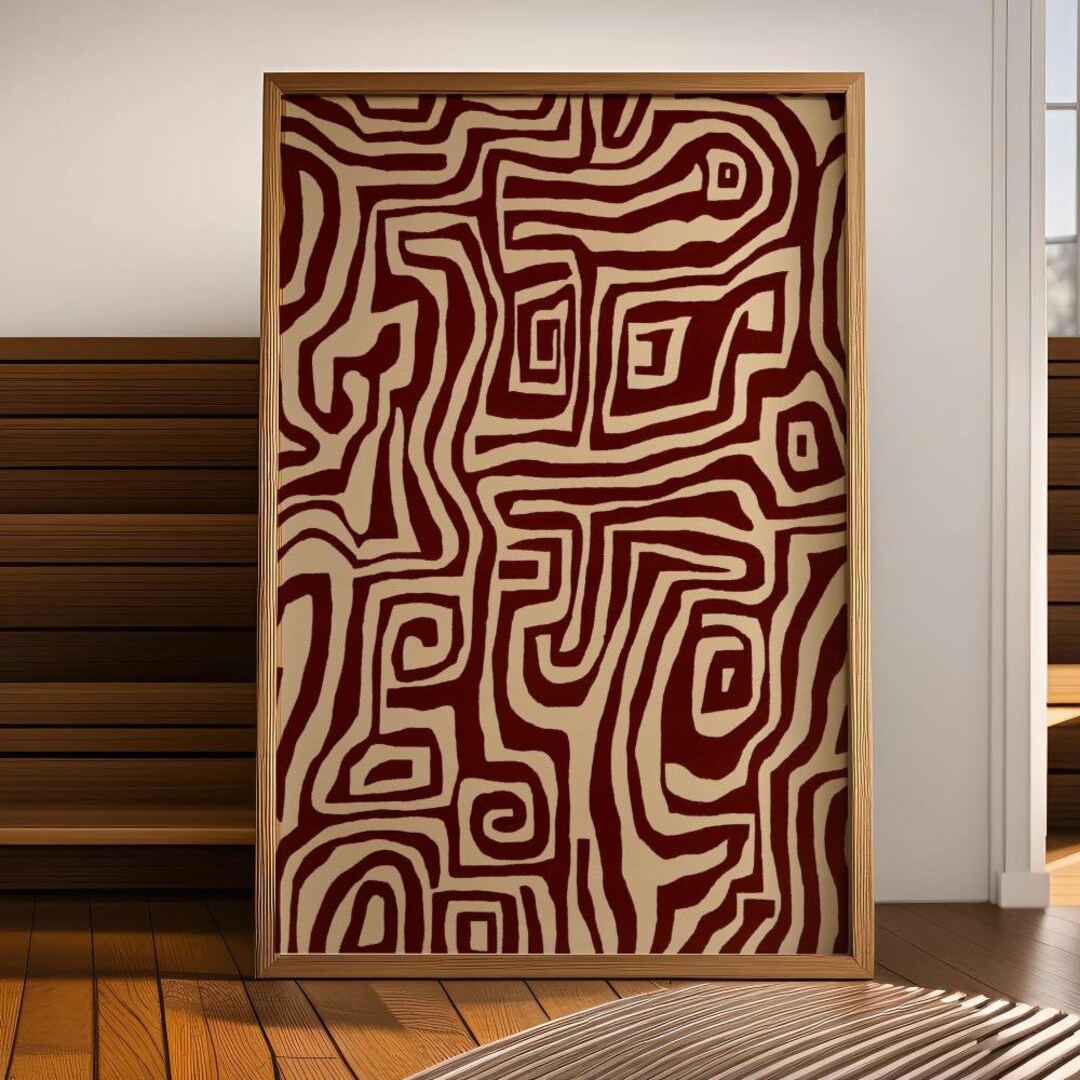 Abstract Art Print: Red Organic Pattern, Japandi Decor - Etsy