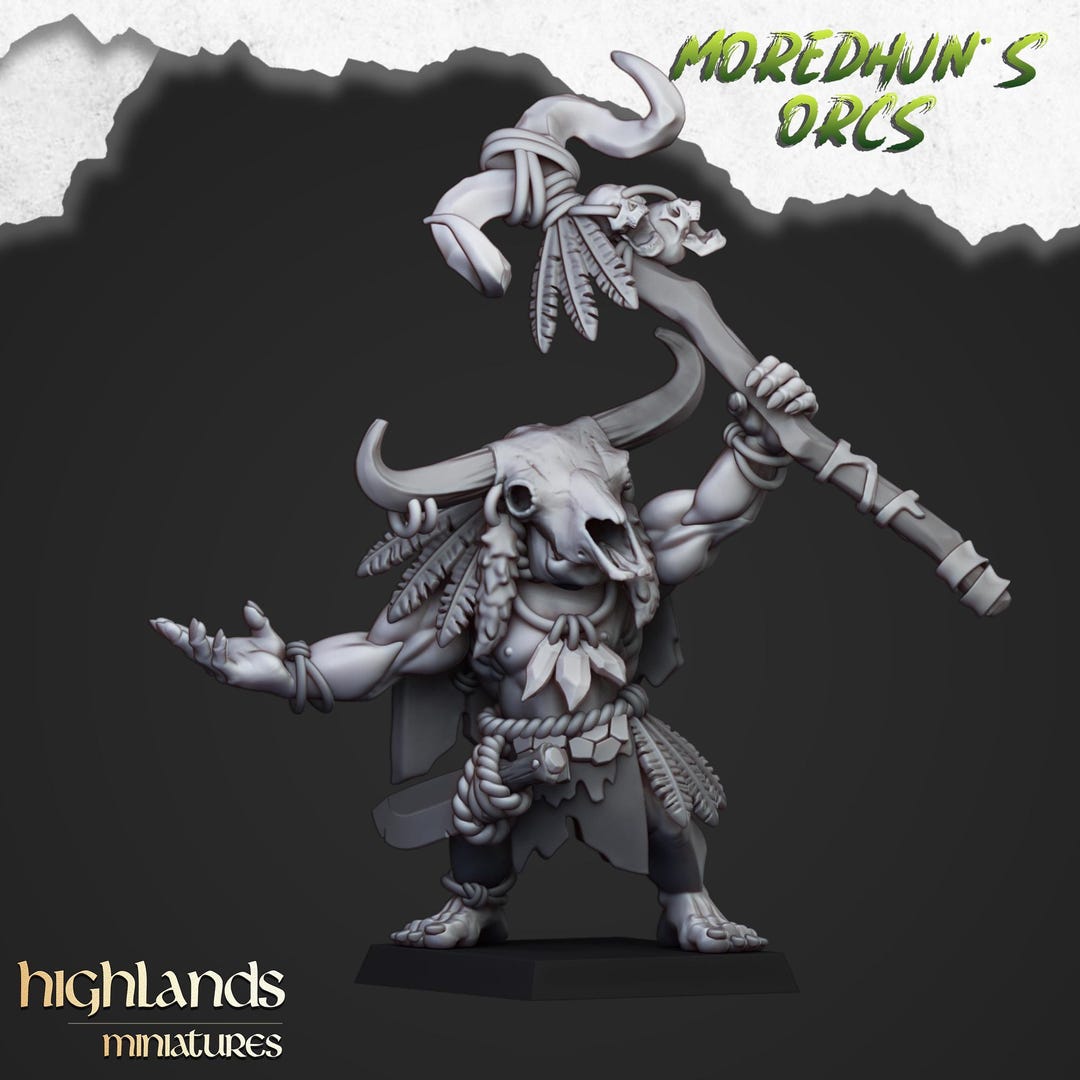 Cave Orc Shaman Moredhun's Orcs Tabletop Rpgs Dungeons and Dragons 32mm ...