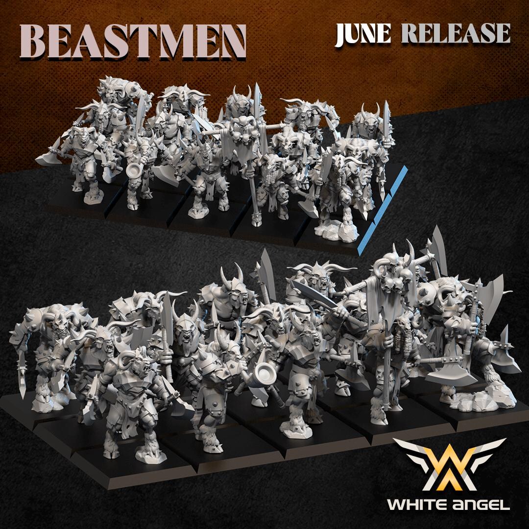 Heavy Beast Warrior | RPG | Tabletop | Free Bases | 32mm 28mm | White ...
