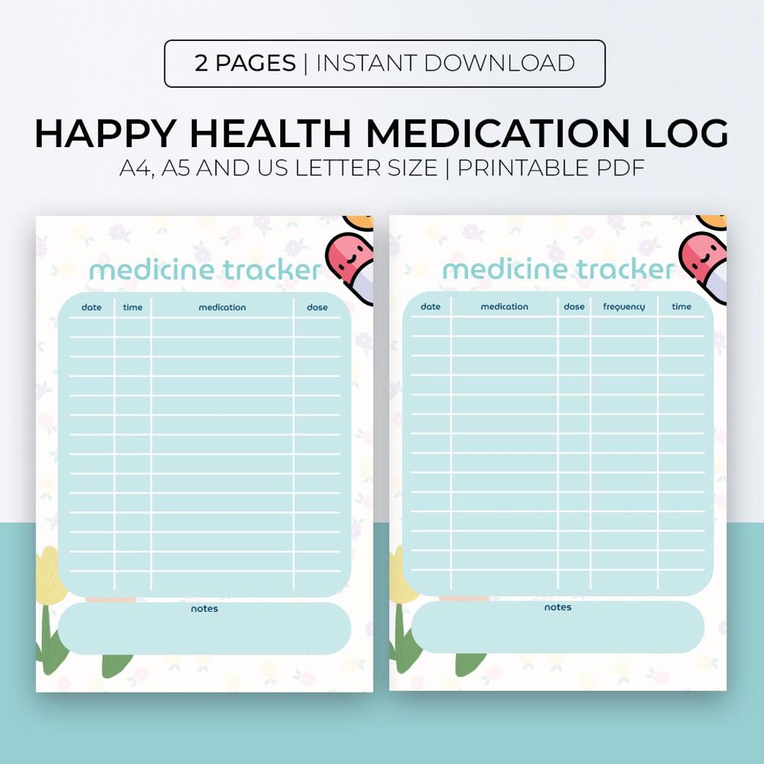 Cute Medication Tracker Printable | Wellness Tracker & Medicine Intake ...