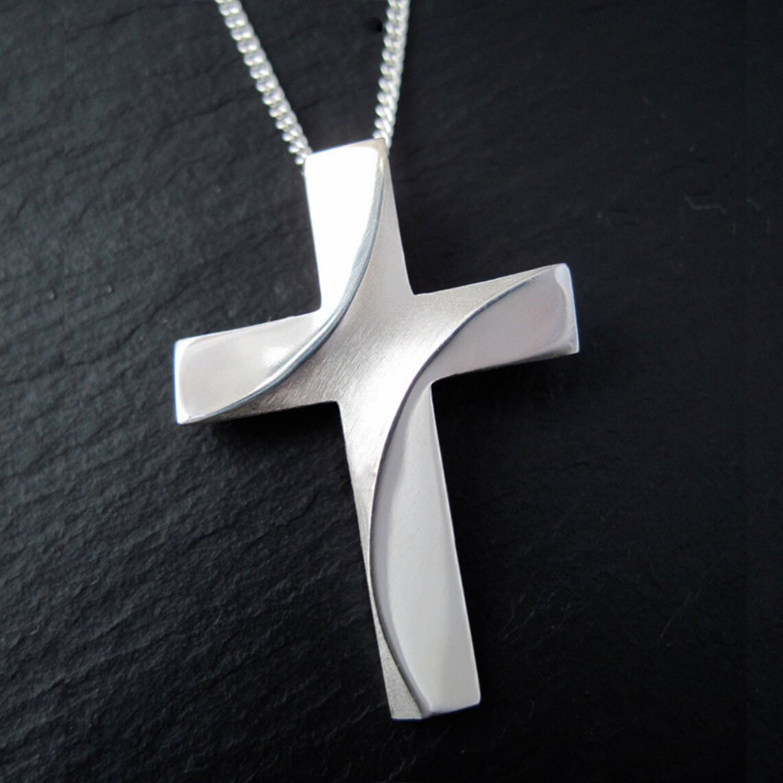 Large Silver Cross River Jordan Cross Pendant With Chain - Etsy