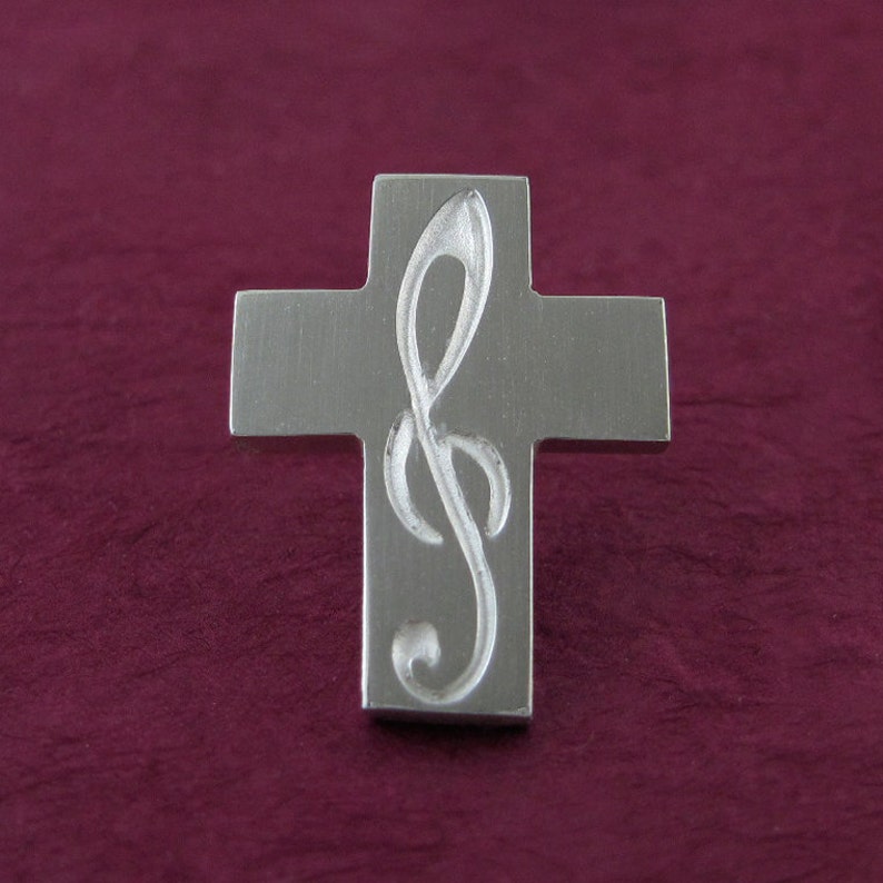 Music Cross Necklace, Silver Treble Clef Cross, G Clef Cross With Chain ...