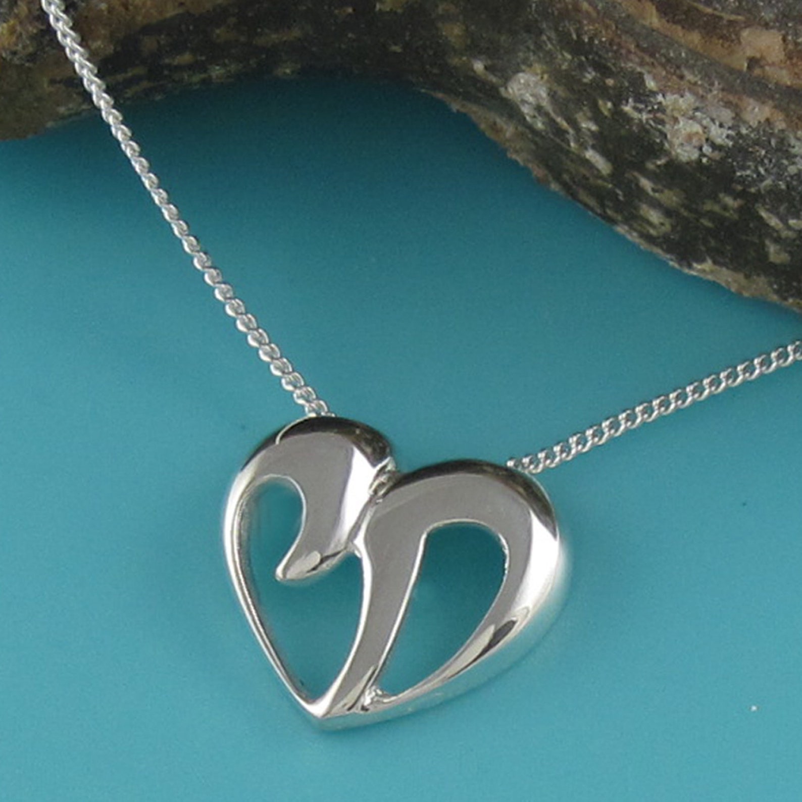 Chai Heart Chai Necklace, Silver Jewish Chai, Cut-out Chai Heart ...