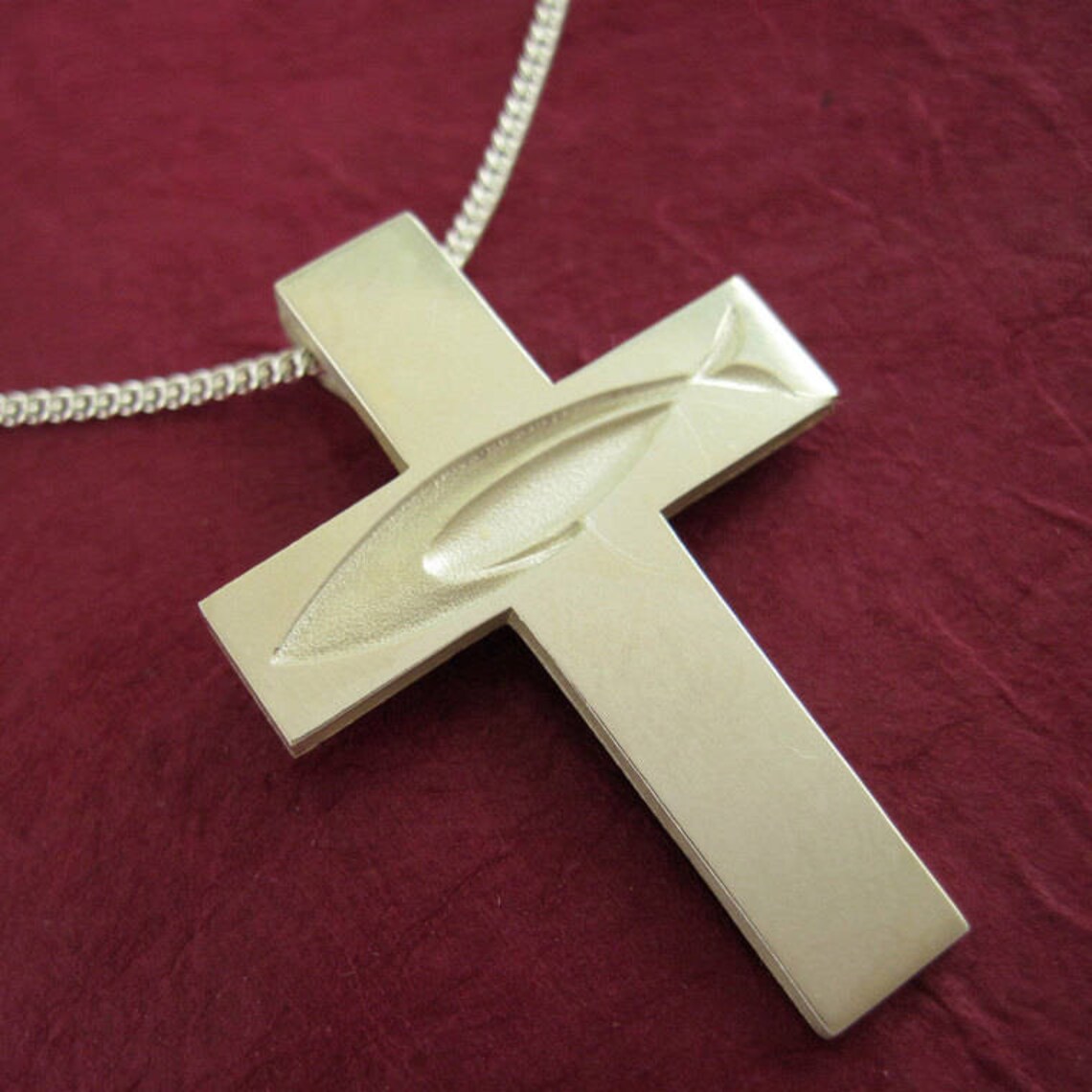 Ichthus Cross Necklace, Christian Fish Cross Pendant With 20" or 24 ...