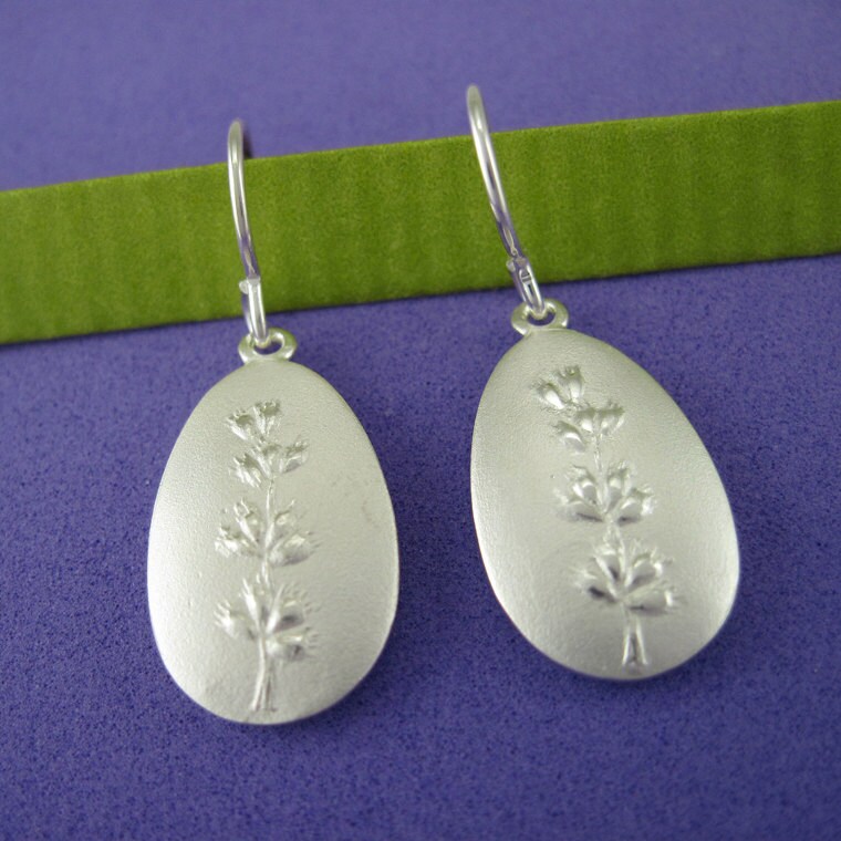 Lavender Dangle Earrings, Oval Lavender Earrings, Lavender Sprig ...
