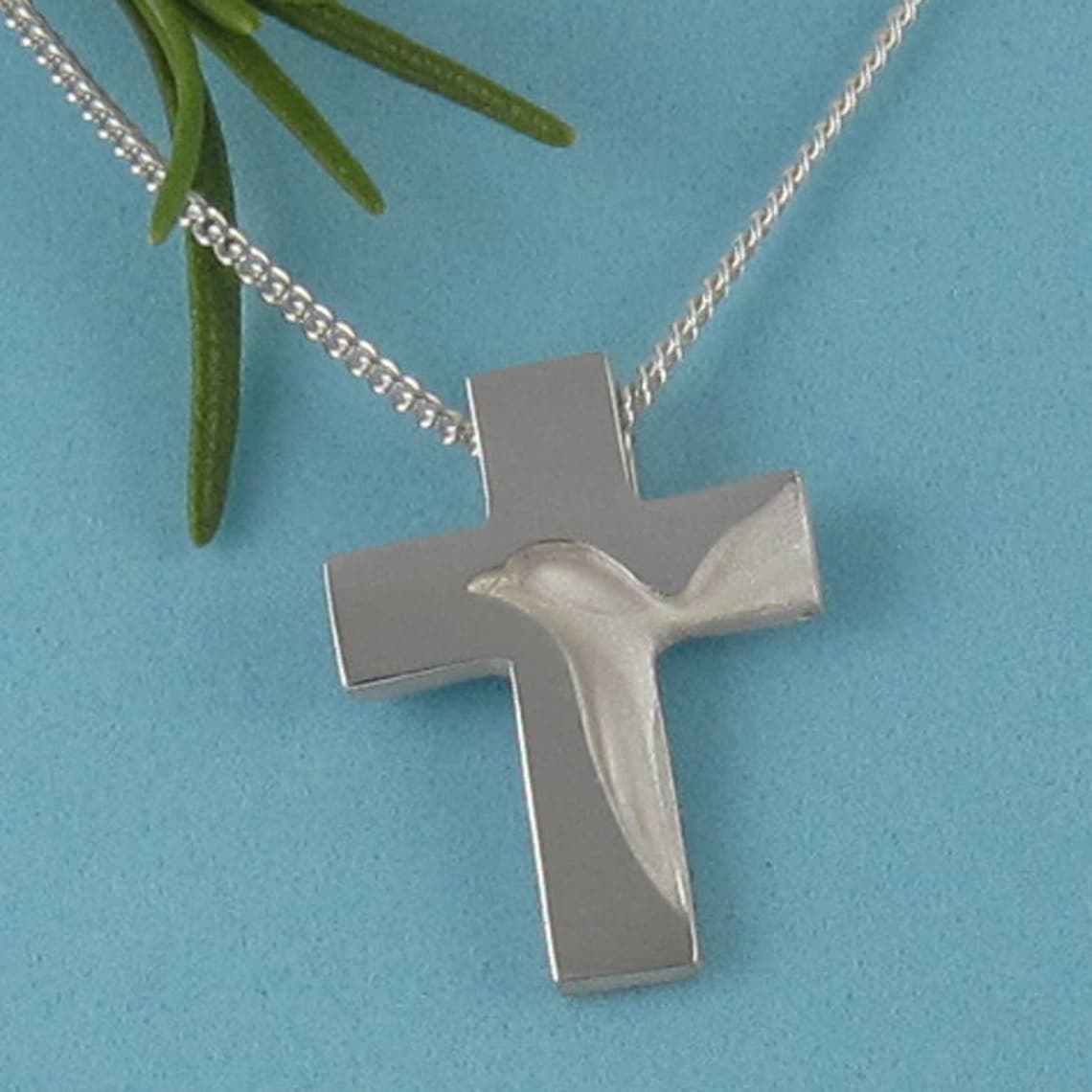 Silver Dove Cross Holy Spirit Cross Necklace Peace Dove - Etsy