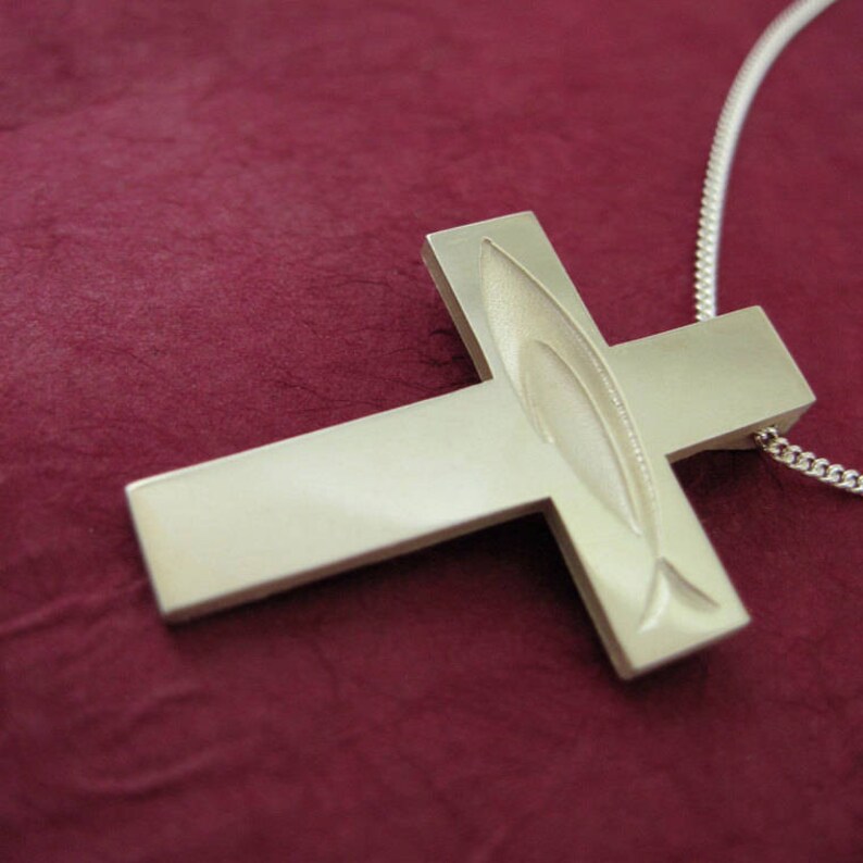 Ichthus Cross Necklace, Christian Fish Cross Pendant With 20" or 24 ...