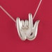 Sign Language, I Love You, Silver Hand Pendant With Chain, Hand Signing ...