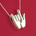Sign Language, I Love You, Silver Hand Pendant With Chain, Hand Signing ...