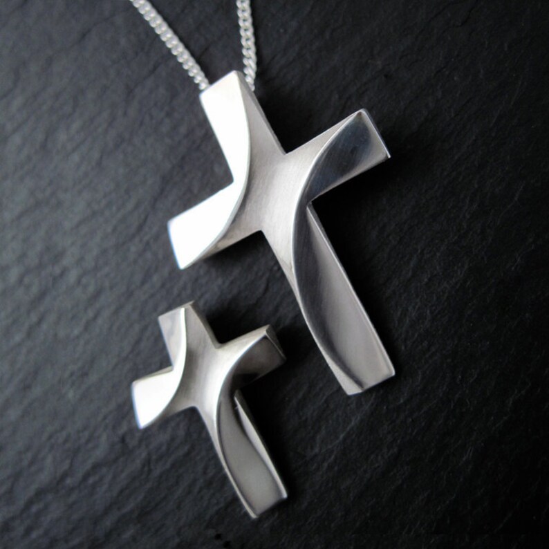 Large Silver Cross, River Jordan Cross Pendant With Chain, Christian ...