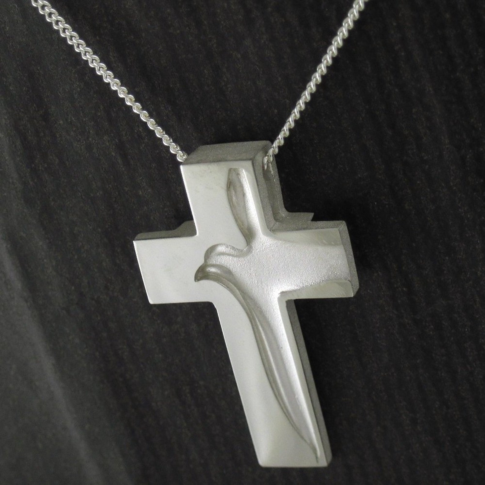 Extra Large Cross, Silver Holy Spirit, Dynamic Peace Dove Cross Pendant ...