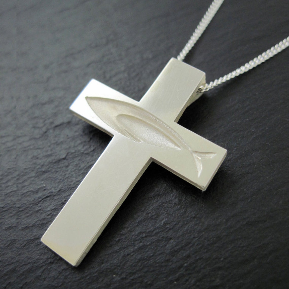 Collier Ichthus Cross, Pendentif Christian Fish Cross avec chaîne ...