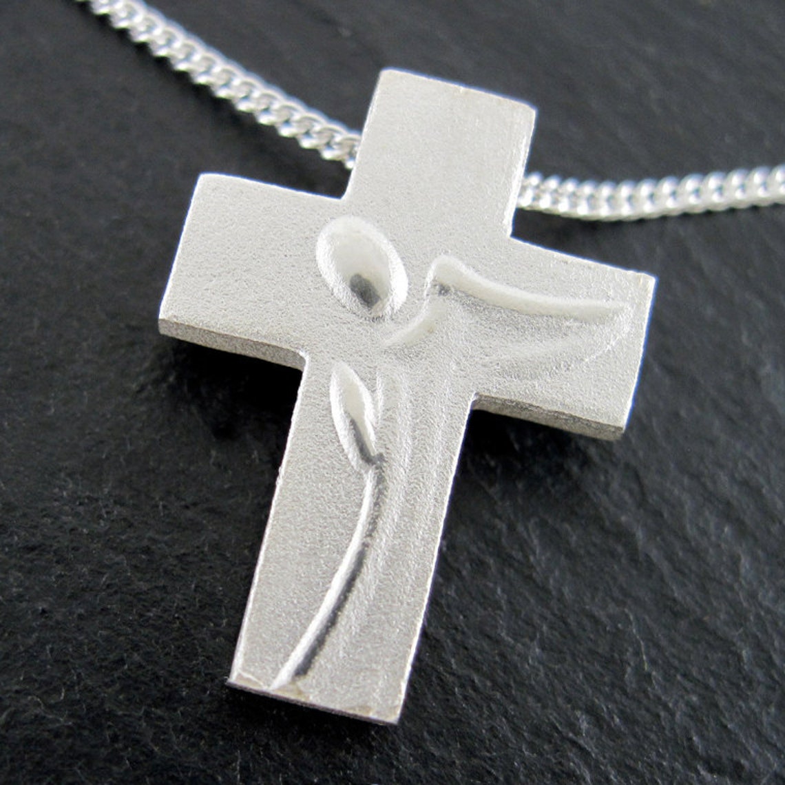 Silver Angel Cross Necklace guardian Angel Cross - Etsy