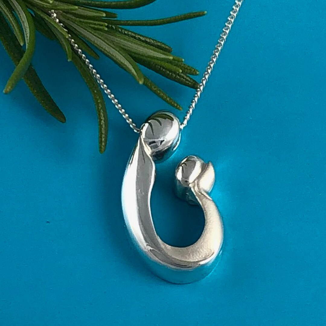 Mom Pendant, Sterling Silver Mother and Child, Head in Hand, Motherhood ...