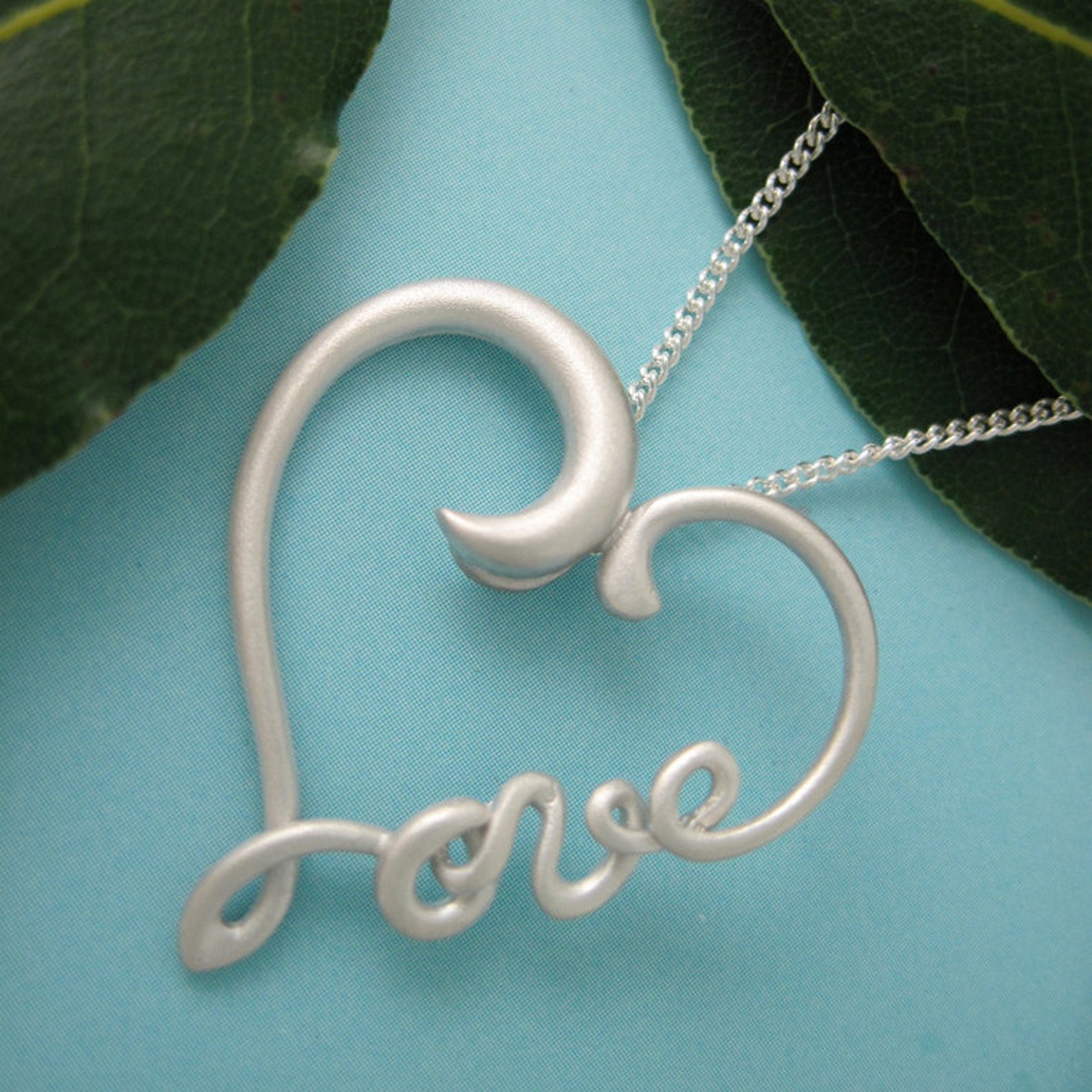 Silver Love Heart Necklace, Loveheart Pendant With Chain, Wirework ...