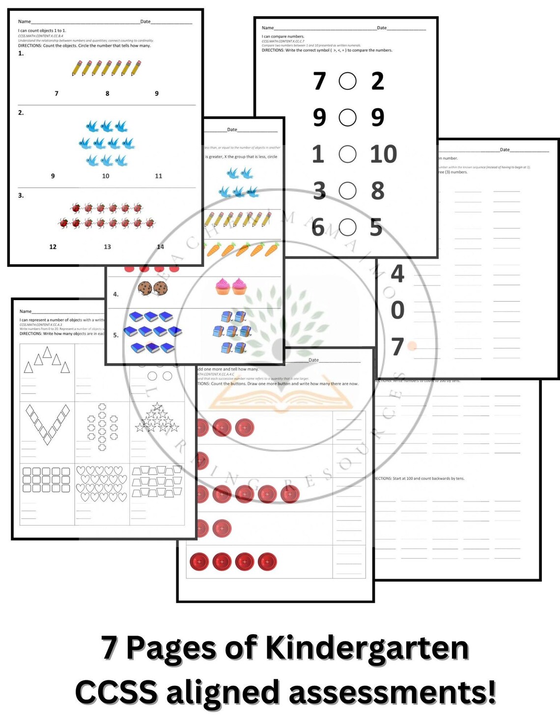 Kindergarten Counting and Carnality Assessment Pack - Etsy