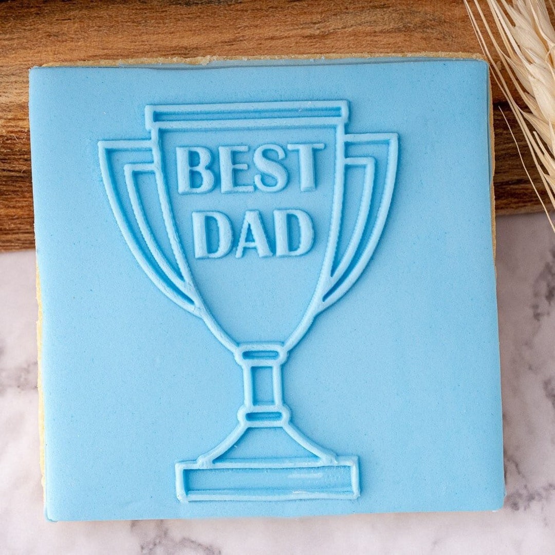 Best Dad Trophy Raised Cookie Stamp - Etsy