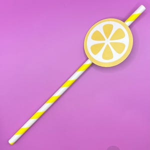 Lemon Straw Citrus Fruit Slice Cutout Straw Topper Fruit Party Supply ...
