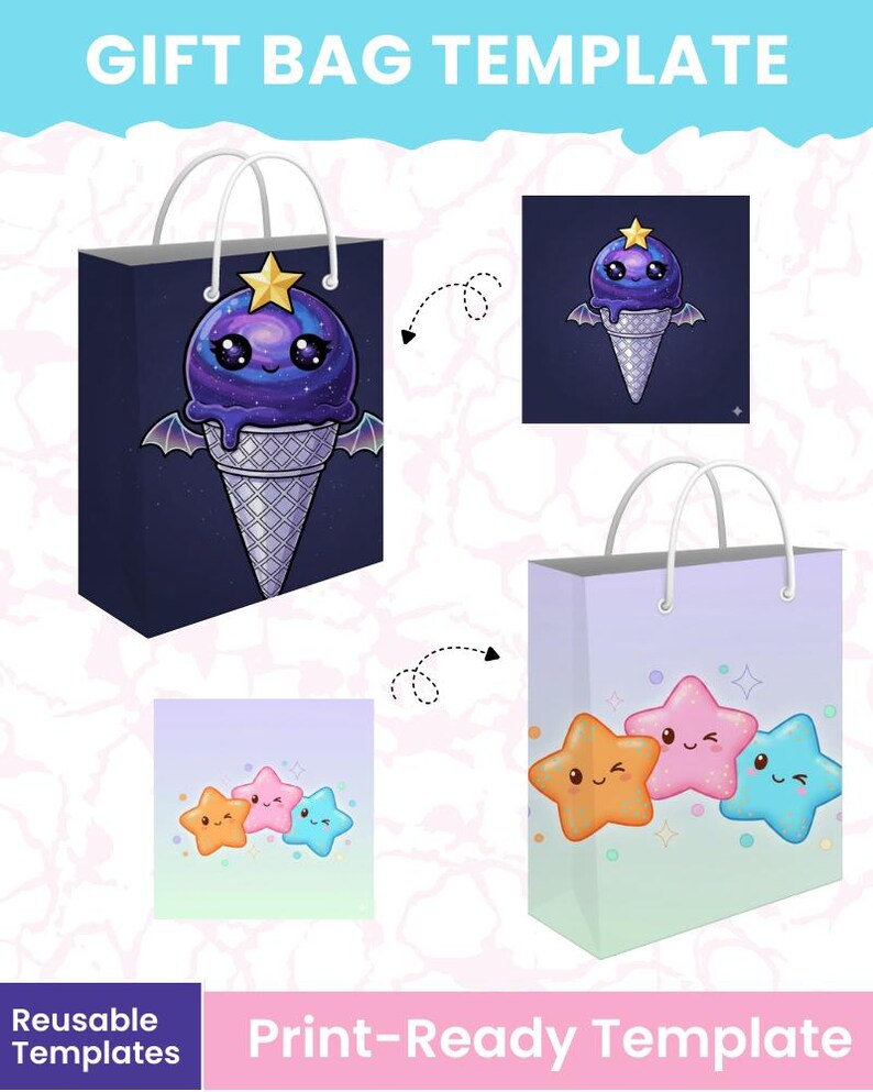 Editable Gift Bag Template Canva | Printable Party Favor Bag | DIY ...