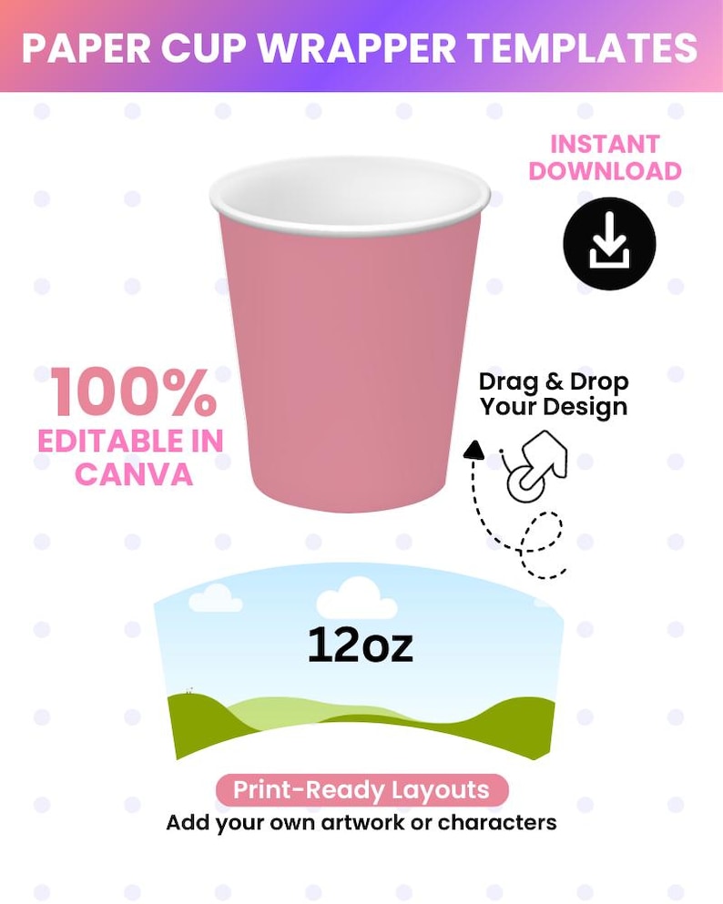 Paper Cup Wrap Template Bundle | Blank Coffee Cup Sleeves | Canva ...