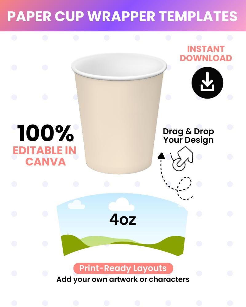 Paper Cup Wrap Template Bundle | Blank Coffee Cup Sleeves | Canva ...