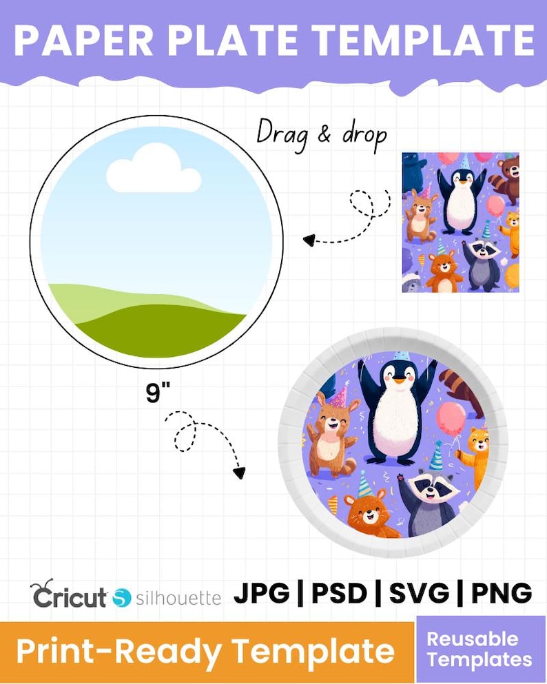 Editable Paper Plate Template Bundle 6–9 Inch | Canva Plate Design ...