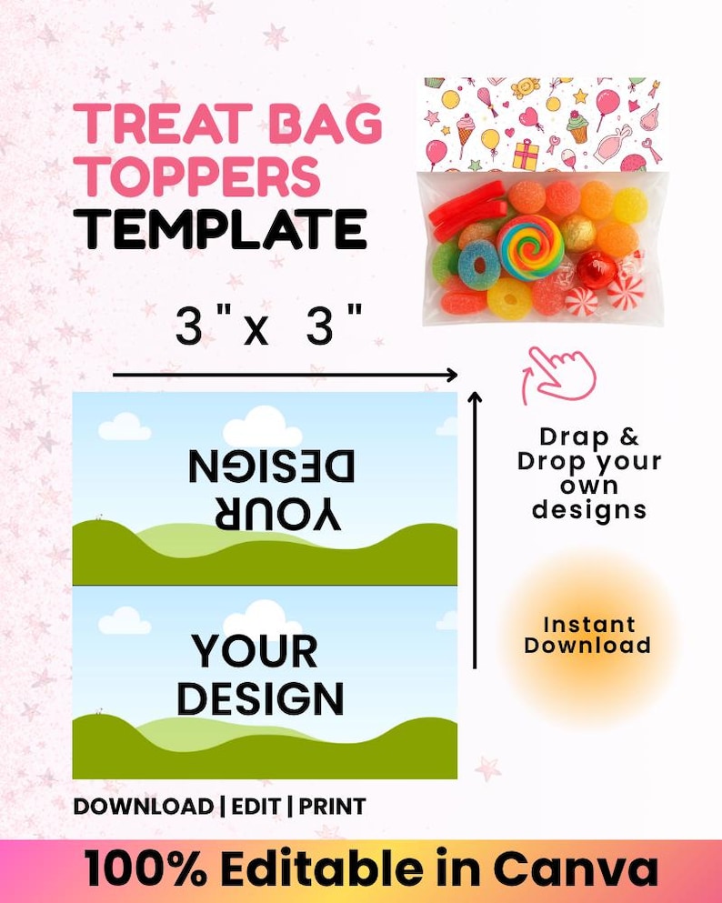 DIY Editable Treat Bag Topper Bundle | Canva + PDF + SVG | Party Favor ...
