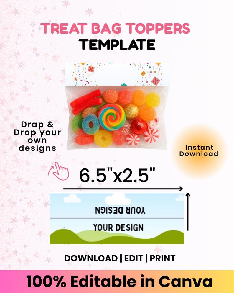 DIY Editable Treat Bag Topper Bundle | Canva + PDF + SVG | Party Favor ...
