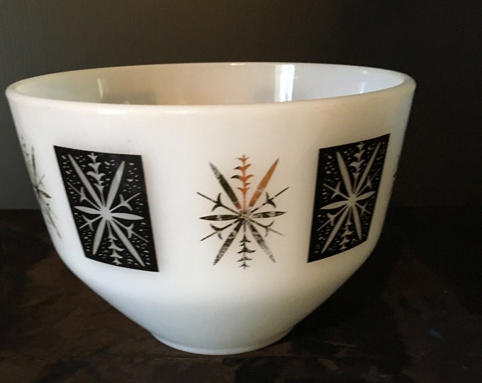 Federal Glass Atomic Starburst Snowflake Used White With Back And