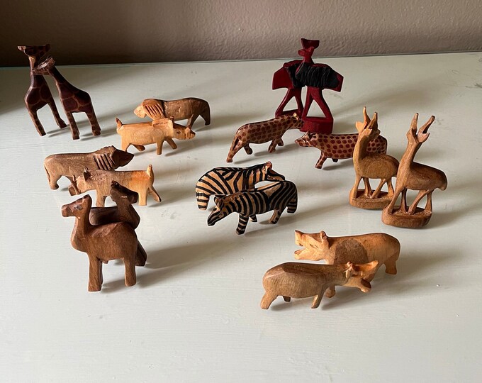 9 Wooden Pairs Noahs Ark Arc Animals: Giraffes, Zebras, Camels, Hippos ...