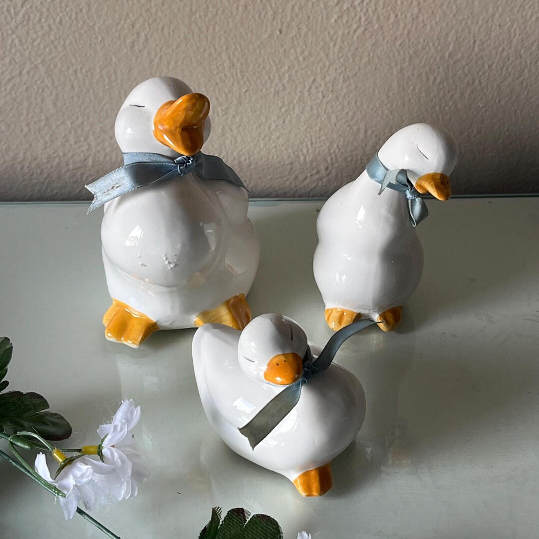 Three Small Ceramic Geese, Ducks / Vintage Geese, Duck Decor / C. 1980s ...